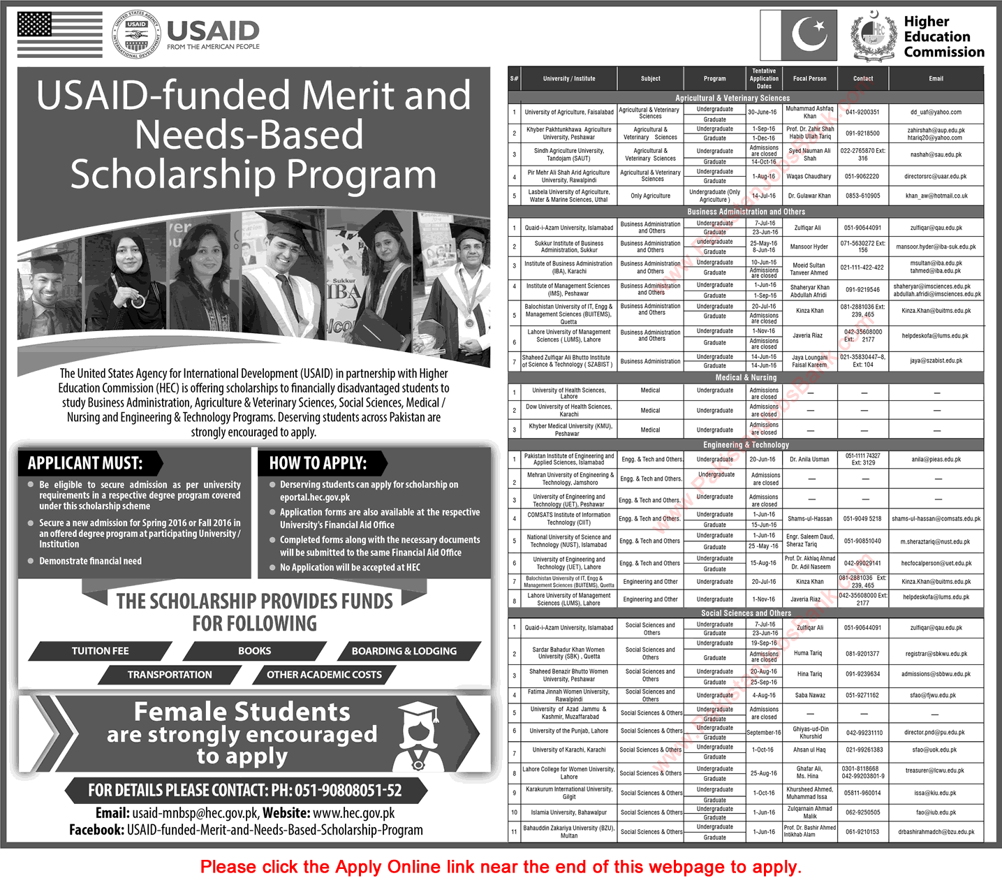Hec Usaid Merit And Need Based Scholarships 2016 Apply Online Latest